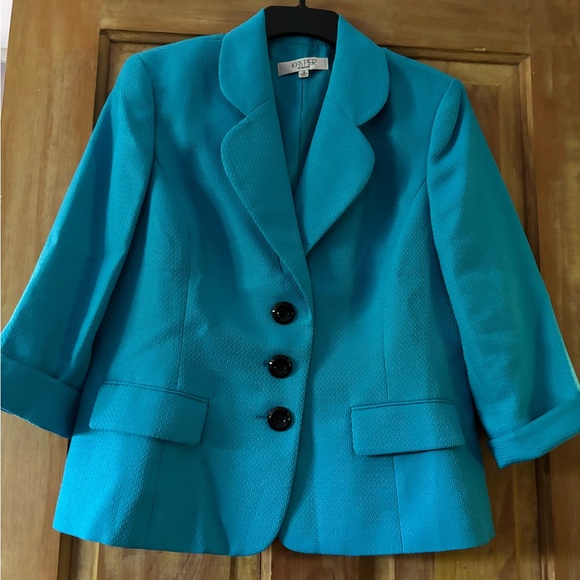 Kasper | Jackets & Coats | Kasper Turquoise Blue Blazer With Notched ...